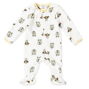 Disney Tigger Winnie the Pooh Newborn Baby Boys Fleece 2 Pack Zip Up Coveralls White/Yellow 0-3 Months