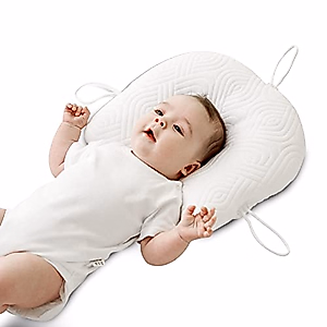 Reidio Newborn Pillow Adjustable Baby Head Pillow Soft and Breathable Baby Pillows for Sleeping Ergonomic Design Washable (3#White)