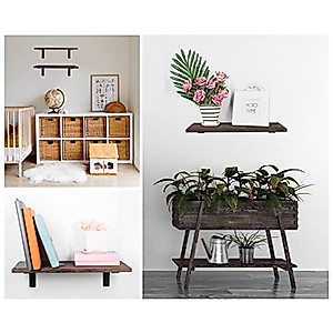 Molaxhome Wood Floating Shelves Set of 2,Wall Mounted Shelf for Bedroom,Farmhouse,Living Room,Bathroom,Kitchen,Office and More DC1A612 (Brown, W6xL16.5)