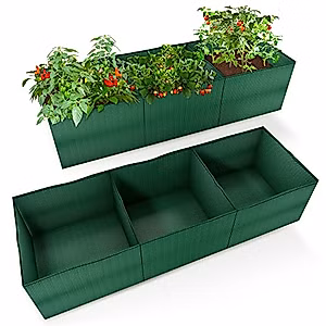 UCandy Raised Garden Bed with 3 Partition Grids,Durable PE Fabric Planters Grow Bags,Suitable for Potato,Tomato,Flower,Vegetable Plant Container (1)