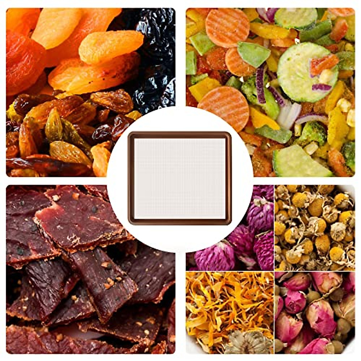 10PCS Silicone Dehydrator Sheets with Edge, Nonstick Silicone Dehydrator Trays Compatible with Cosori CP267-FD，Multi-purpose Reusable Fruit Leather Trays for Jerky, Fruit, Meat, Herbs, Vegetables