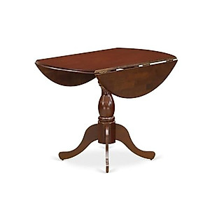 East West Furniture DMDL3-MAH-W 3 Piece Dining Set Contains a Round Dining Table with Dropleaf and 2 Kitchen Chairs, 42x42 Inch, Mahogany