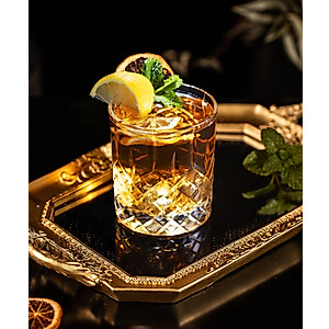 SHOSHIN Premium Hand Cut Whiskey Glasses (13 OZ, Set of 4) - Handmade Double Old Fashioned Scotch Glasses - Gift for Bourbon Lovers - Style Glassware for Rum - 4 Rocks glasses in Gift Box