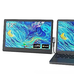 APILDELLA Portable Monitor 12’’ Laptop Monitor Extender USB C HDMI, FHD Travel Monitor Plug&Play Laptop Screen/Smart Cover, External Monitor for Laptop PC Phone Mac Switch Xbox PS4