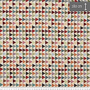 Kt KILOtela Upholstery Fabric, Jacquard Gobelin, Upholstering Furniture, Headboards, Accent Pillows, Handbags, Tote Bags, 1 Yard, 36" Length x 110" Width, Triangles, Multi, Beige
