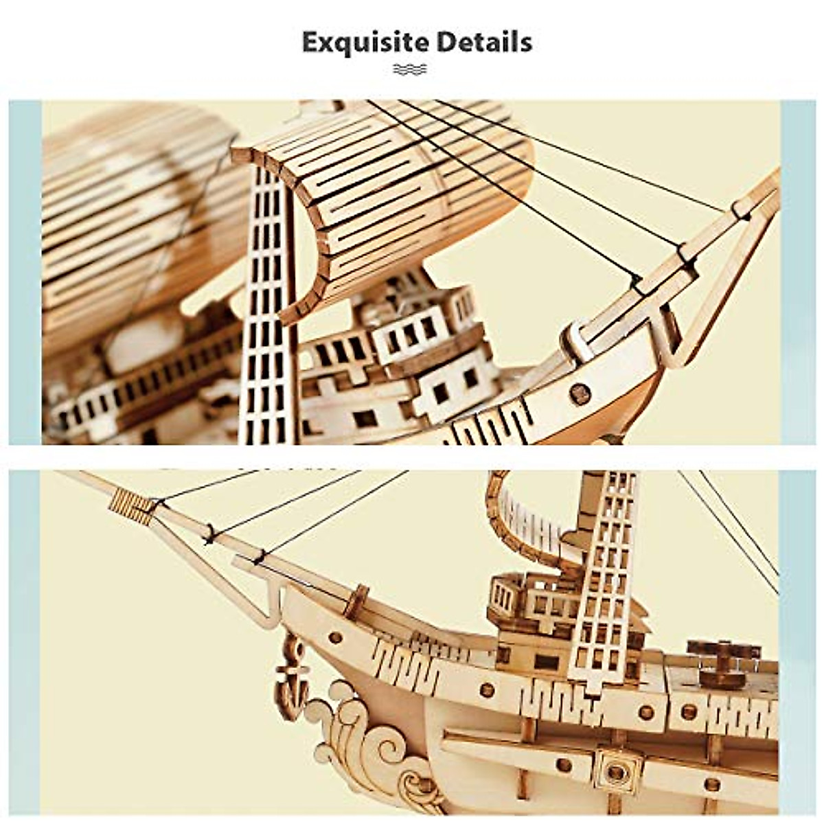 Rolife 3D Wooden Puzzles Model Kit for Adults to Build, Wooden Model Ship Series Sailing Ship Building Model Kit, DIY Crafts Hobbies/Collections/Decorations/Gifts for Friends and Family (Sailing Ship)