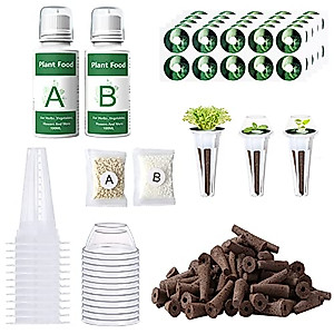 Yoocaa 128pcs Seed Pod Kit for Aerogarden, Grow Anything Kit with 50Grow Sponges, A&B Nutrient Plant Food, 50Labels, 12Grow Baskets, 12Grow Domes, Compatible with Hydroponics Supplies from All Brands