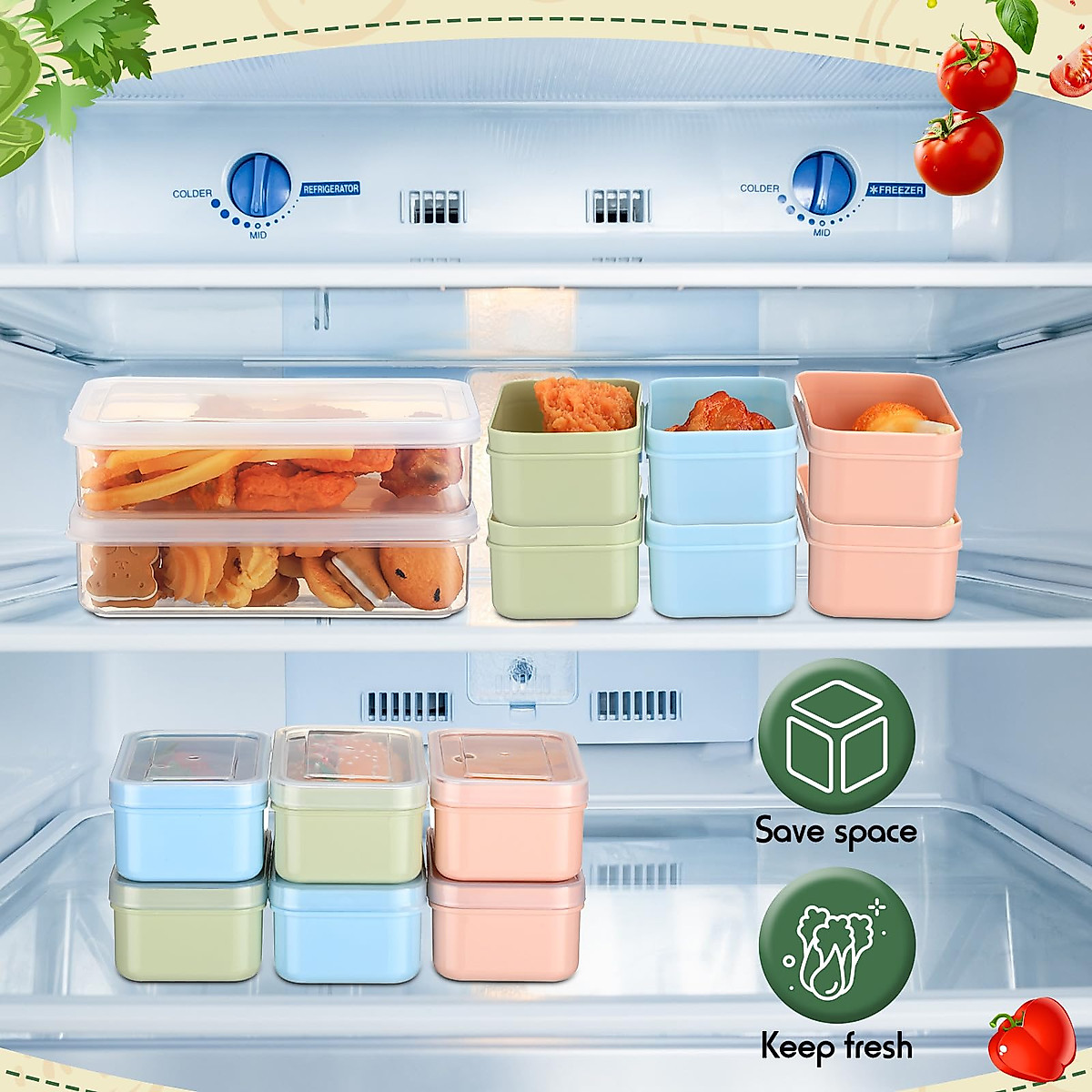 SiliFine 4 Set Snack Containers with 3 Removable Compartments Reusable Snack Box with Lids Stackable Meal Prep Containers for Fridge Charcuterie Candy Nuts Spice, Microwave Dishwasher Safe