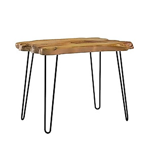 WELLAND Natural Edge Coffee Table, Small Square Cedar Wood Table, 28x20.5x20.5 inches, Unfinished