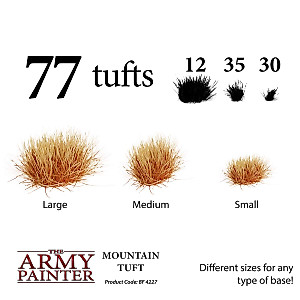 The Army Painter Tufts - Battlefield Tufts: Mountain Tuft, 77 Pcs, 3 Sizes-Terrain Model Kit for Miniature Bases & Model Grass Tufts -Diorama Supplies & Diorama Grass for Mini Basing & Gaming Scenery