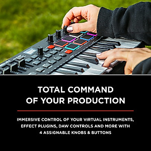 M-Audio Oxygen Pro Mini – 32 Key USB MIDI Keyboard Controller With Beat Pads, MIDI assignable Knobs, Buttons & Faders and Software Suite Included