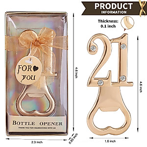 36 Pack 21th Birthday Bottle Opener for 21th Birthday Party Favors 21th Wedding Anniversaries Souvenirs Favors Gifts Decorations (36, Golden-21th)