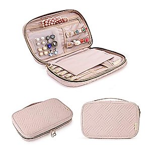 BAGSMART Jewelry Organizer Case Travel Jewelry Storage Bag for Necklace, Earrings, Rings, Bracelet, Soft Pink