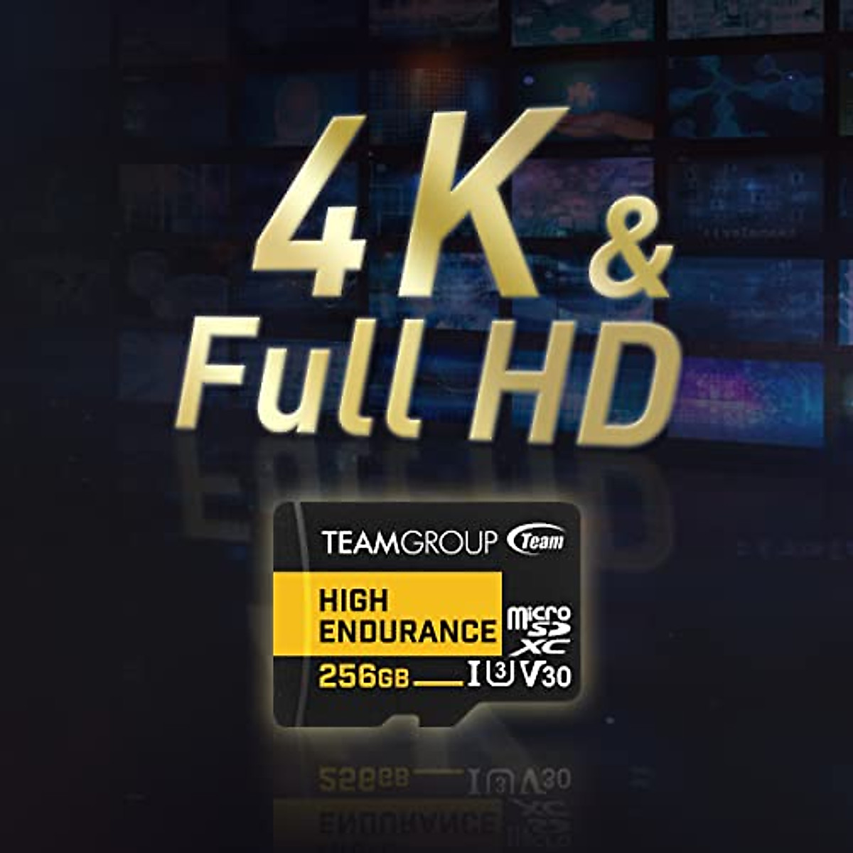TEAMGROUP HIGH ENDURANCE 128GB Micro SDXC UHS-I U3 V30 4K 100MB/s(Designed for Monitoring) Stable Durable Long Lasting Flash Memory Card for Security Camera,4K&Full HD video recording THUSDX128GIV3002