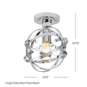 Catalina 10.75" Colton Orbit Chrome Metal Orb Semi Flushmount Ceiling Light