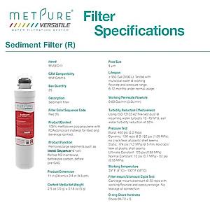 Metpure Versatile MV-Roset Red (R) + Orange (O) Quick Twist Filter Set Replacement Cartridge Bundle (1 x Sediment, 1 x Extruded Carbon Composite)
