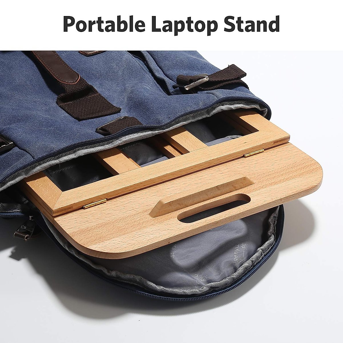 RAVEGO Laptop Stand, Foldable Wooden Laptop Riser Adjustable Computer MacBook Stand for Desk Portable Universal Notebook Laptop Holder with Multiple Angles for Laptops Up to 15.6 inches (Beech)