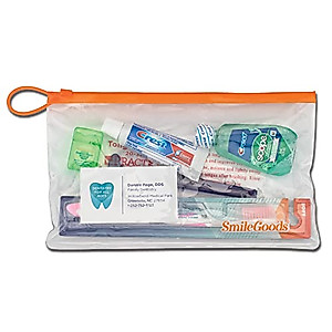 Practicon 101737 SmileGoods Adult Super Deluxe Dental Care Kit with Toothbrush, Toothpaste, Floss, Tongue Cleaner and Mouthwash, Pack of 72