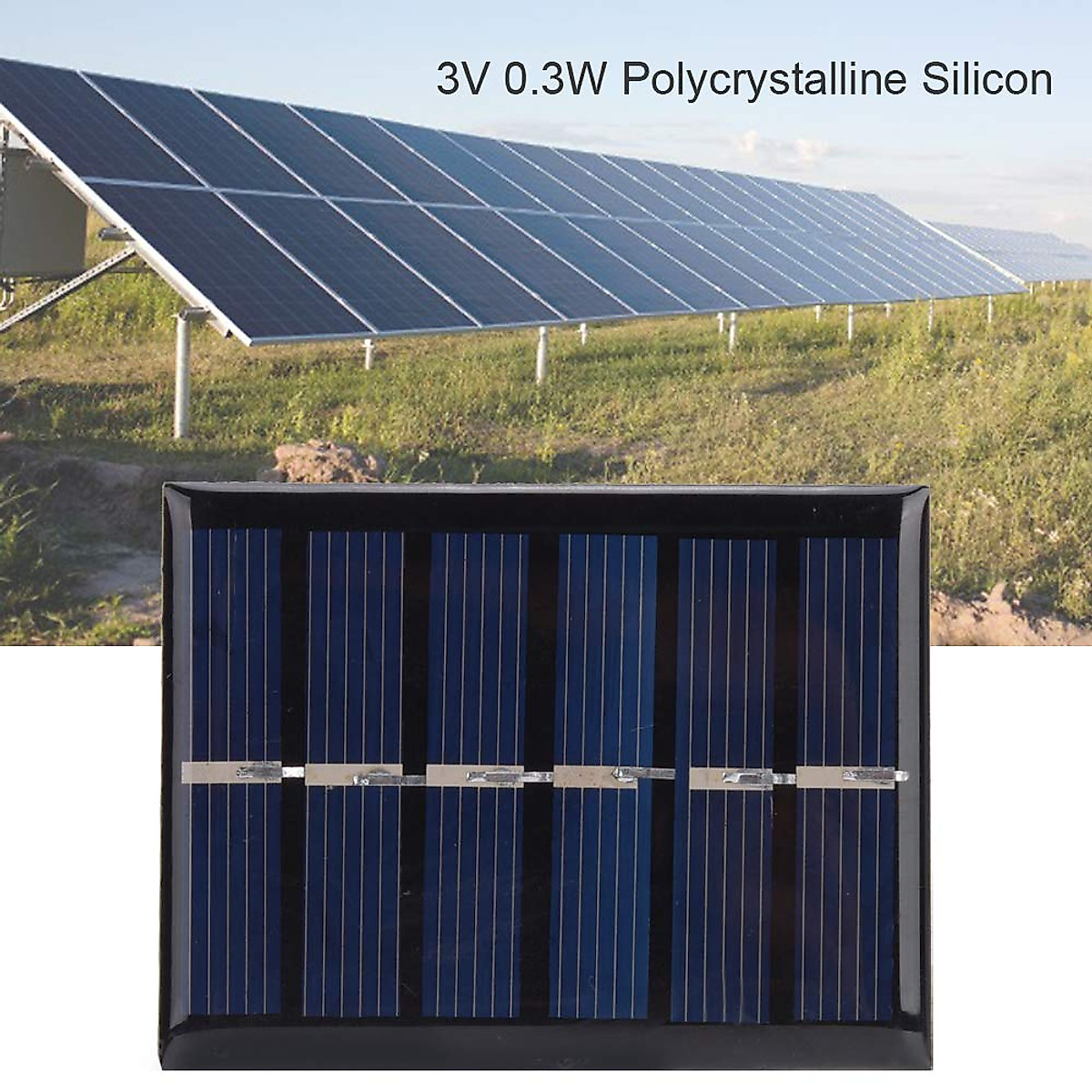 Solar Panel, 4Pcs 3V 0.3W Polycrystalline Silicon DIY Safety Solar Power Charging Panel with Cable, Intelligent Stabilized Voltage Control, 65x48mm