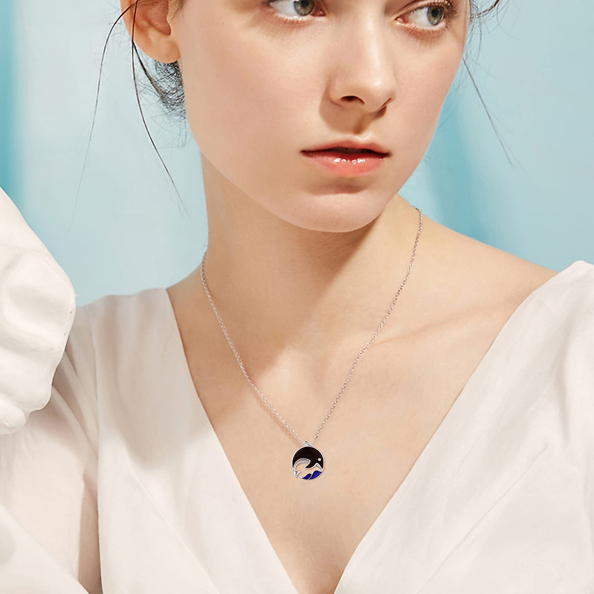 AOVEAO Dolphin Necklace, Whale Necklace 925 Sterling Silver Hawaii Ocean Theme Pendant Necklace Dolphin Whale Jewelry Mother's Day Gifts for Women Girls Birthday