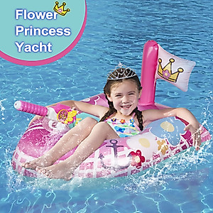 Inflatable Pool Floats Kids-Girls Pool Toys for Toddlers Ages 3-8, Kids Floats for Swimming Pool, Pink Princess Pool Floaties for Summer Water Toys