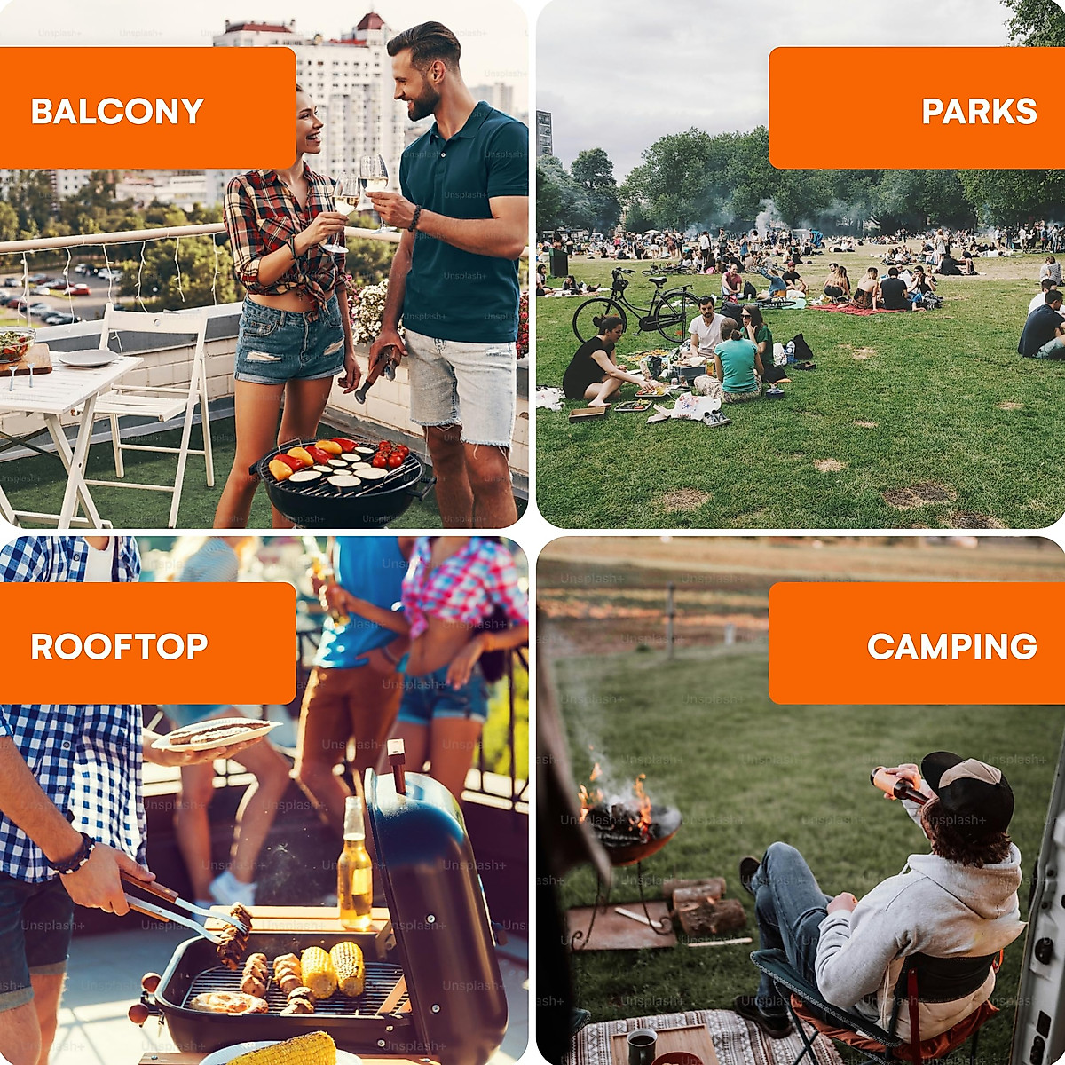 Zorestar Portable Folding Charcoal Grill, Premium Stainless Steel Outdoor BBQ for Camping, Picnics, Backyard Barbecues, Easy Setup, Storage, Ventilation Design, Sturdy & Compact for Travel