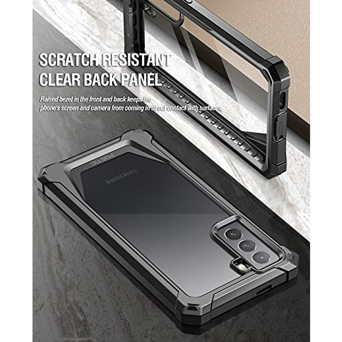 Poetic Guardian Case Designed for Samsung Galaxy S21 5G 6.2 inch, Built-in Screen Protector Work with Fingerprint ID, Full Body Hybrid Shockproof Bumper Cover Case, Black