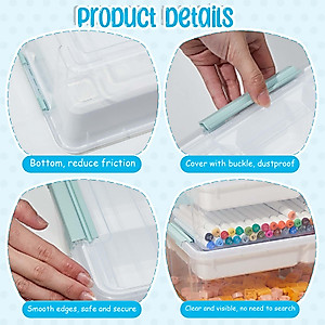 Juexica 2 Pcs 10 Qt Plastic Storage Box with Removable Tray Clear Craft Organizers and Storage Stackable Art Craft Bins Art Supply Organizers for Toy Containers Sewing Bead Tool Crayon Stationery Clay