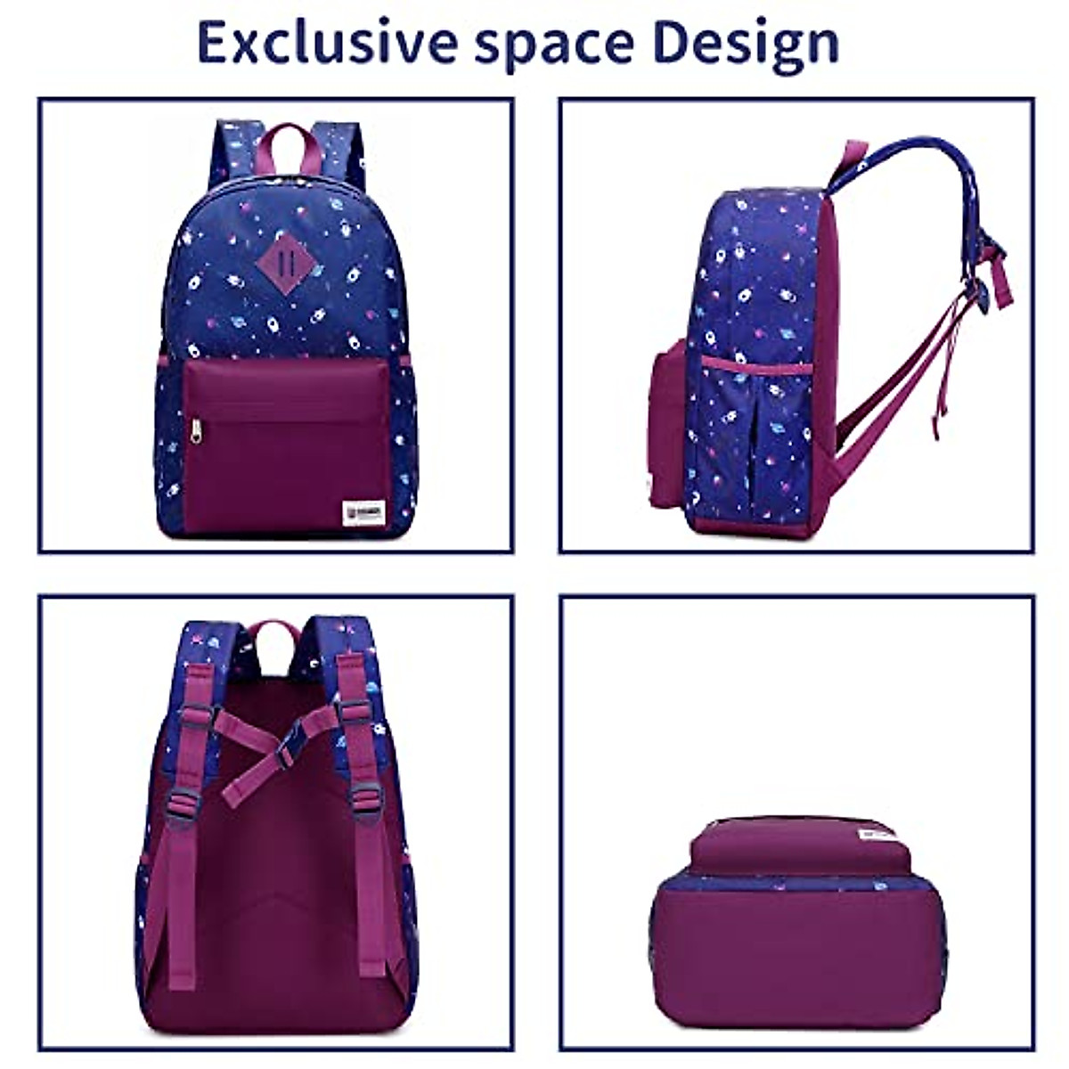 Cusangel Kids Backpack, Durable Cute Multi Compartment Toddler Preschool Elenemtary Primary Backpack for Boys and Girls(Purple Blue)