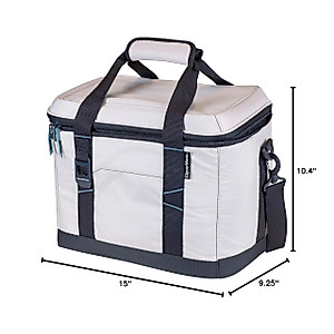 CleverMade Collapsible Soft Cooler Bag -Tote - Insulated 30 Can Leakproof Small Cooler Box with Bottle Opener and Shoulder Strap for Lunch, Beach, and Picnic - Grey