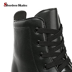 Roller Skates PU Leather High-top Roller Skates Four-Wheel Roller Skates Shiny Roller Skates with Carry Bag for Girls and Boys (Flash Wheel,US:5)