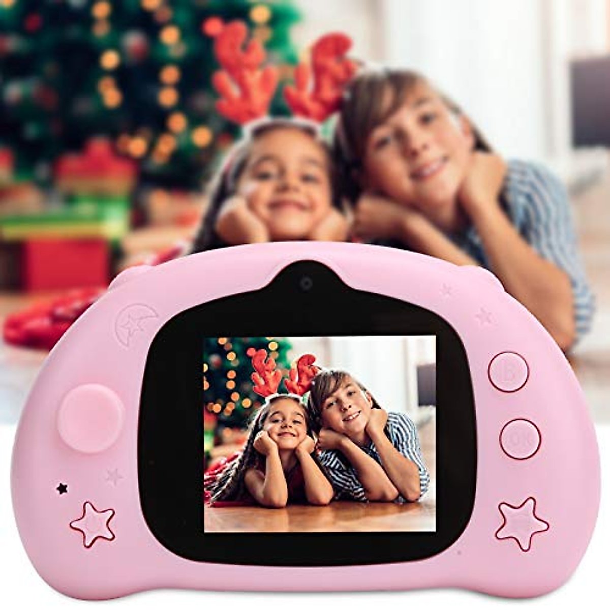 Children Camera, Simple and Smooth LCD Kid Camera Multi‑Function for Children for Catching(Pink)