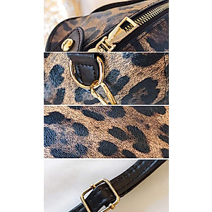 QZUnique Women's Sexy Leopard Print Handbag Triangle Shoulder Bag PU Leather Crossbody Purse