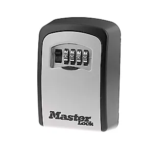 Master Lock Wall Mount Key Lock Box, Outdoor Wall Mounted Lock Box for House Keys, Key Safe with Combination Lock, 5 Key Capacity, 5401EC