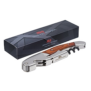 Premium Waiters Corkscrew - 3 in 1 Stainless Steel Wine Opener with Rosewood Pull Tap Handle Bottle Opener and Serrated Foil Cutter