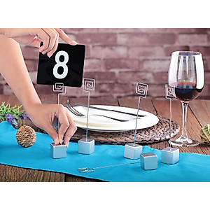 New Star Foodservice 27938 Wire Square Base/Table Number Holder/Number Stand/Place Card Holder, 7-Inch, Set of 5