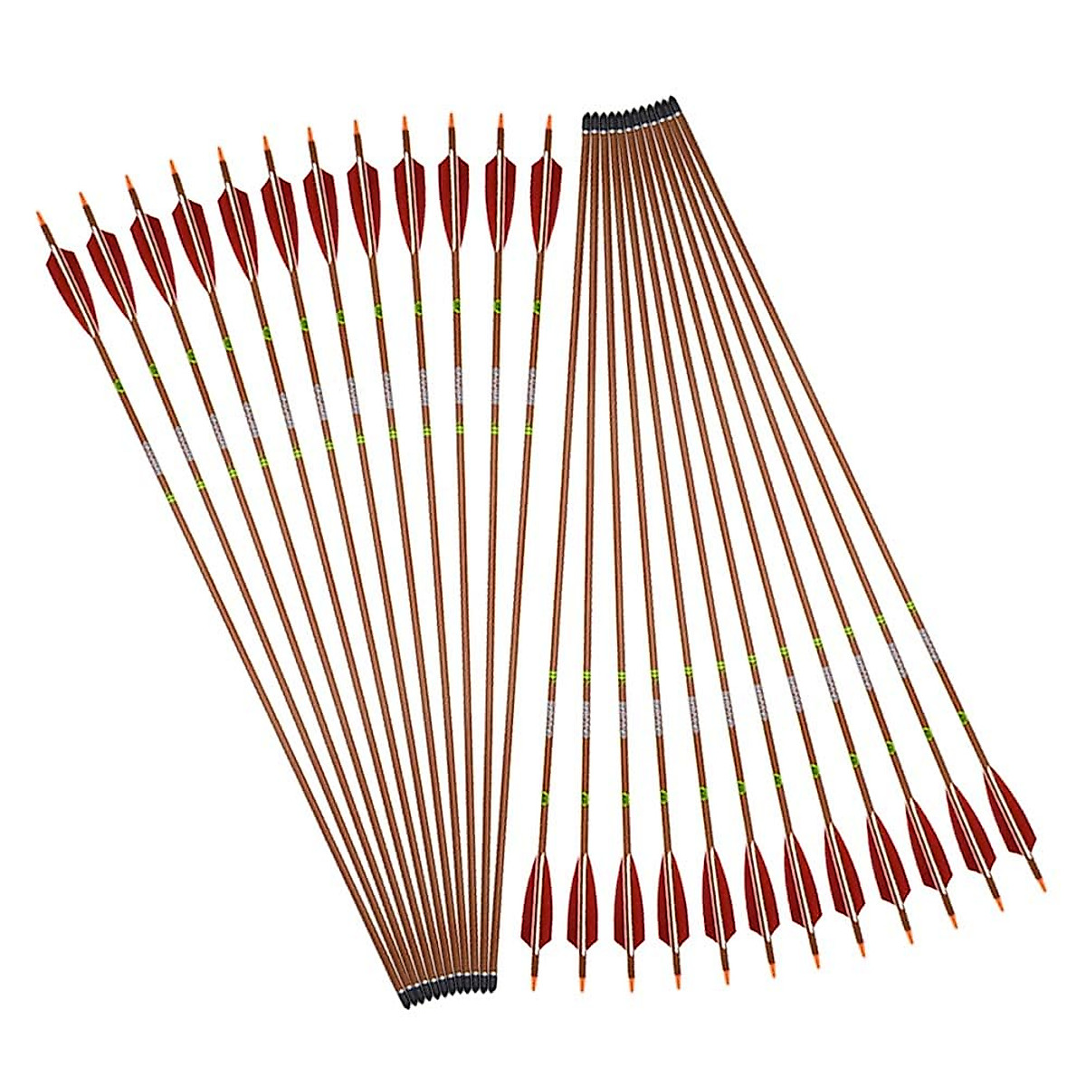 SHARROW 6/12pcs Archery Pure Carbon Arrows 30 inch Hunting Target Arrow 400 Spine Wood Grain Arrow Shaft GPI 7.5 with Turkey Feathers Arrow Quiver for Compound Bow Recurve Bow (Arrows+Quiver, 12pcs)
