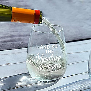 And So The Adventure Begins You Got This - Funny Wine Glass 15 Oz - Graduation Gifts, Going Away Gifts, New Journey Gifts, Job Change Gifts for Women Men BFF Friends Sister Coworkers Teacher Nurse