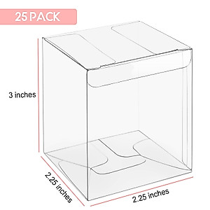 2.25x2.25x3 Inches Small Favor Boxes, Clear Boxes for Macaron, Small Transparent Wedding Baby Shower Birthday Party Favor Boxes, 3 Macaron Box - 25 Pack