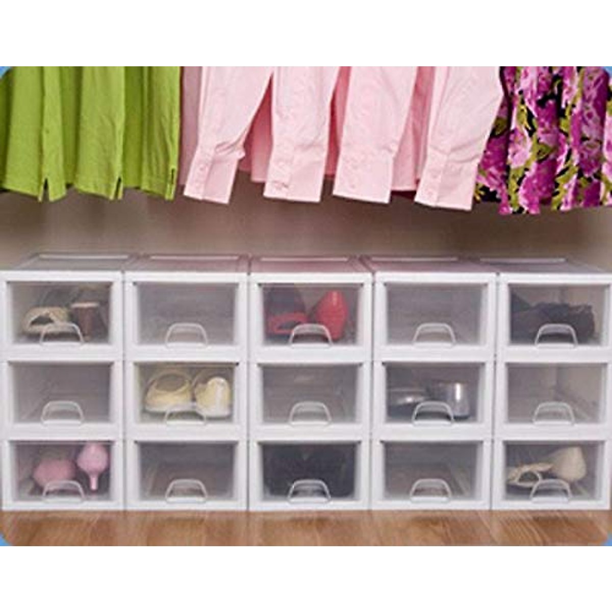 Sterilite 16 Quart Clear Plastic Stacking Storage Drawer Container Box (6 Pack) + 6 Quart Storage Drawer Container Box (6 Pack)
