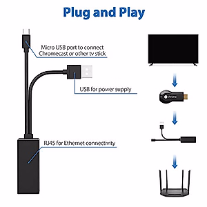 Fire TV Ethernet Adapter, Belkertech Fire Stick Ethernet Adapter/Micro USB to Rj45 Ethernet Adapter, USB to Rj45 Cable for Fire TV Stick, All-New Fire TV, Chromecast Ultra Audio Etc