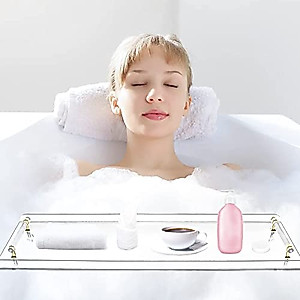 Bathtub Tray,31" Clear Acrylic Bathtub Caddy Tray Bath Tray with Gold Handle,Luxury Bathtub Tray,Bathroom Tray Tub Rack,Table Caddy Tray,Bathroom Accessories for Home Spa,Luxury Gift for Women