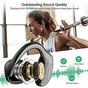 Qaekie Open Ear Headphones - Bluetooth 5.3 Wireless Headphones with Mic for iPhone & Android, Open Ear Wireless Earbuds Immersive Superior Sound, 40hrs Playtime Waterproof Sport Earbuds for Running