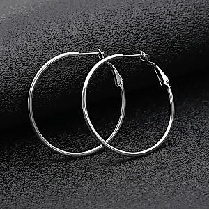 4 Pairs Stainless Steel Geometric Hexagon Round Square Thin Hoop Earrings for Women Jewelry Set-silver