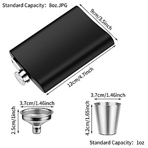 Elcoho 6 Sets 8 Ounce Stainless Steel Hip Flask Fluid-tight Flask Set with 6 Pieces Stainless Steel Shot Cups and Funnel