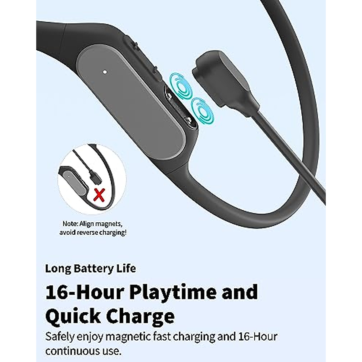 TOZO OpenReal Open Ear Headphones Bluetooth 5.3 Air Conduction Wireless Headphones Sport Earbuds with Premium Sound, Dual-Mic Call Noise Reduction Earphones with Hair Band for Running Cycling Black