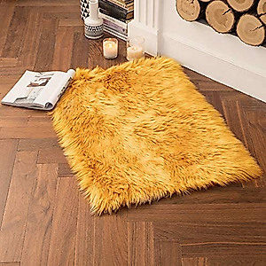 MIULEE Luxury Super Soft Fluffy Area Rug Faux Fur Rectangle Rug Decorative Plush Shaggy Carpet for Bedside Sofa Floor Nursery Fall Decor 2 x 3 Feet, Mustard Yellow