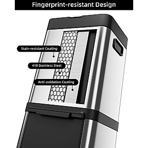 Fulvari Stainless Steel Kitchen Trash Can, 9 Gallon Garbage Bin with Close Lid Removable Plastic Inner Buckets Waste Bin for Kitchen, Home, Resturant-Silver