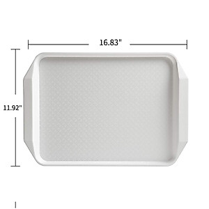 Aebeky 12-Piece White Plastic Fast Food Serving Trays,16.83 by 11.92-Inch