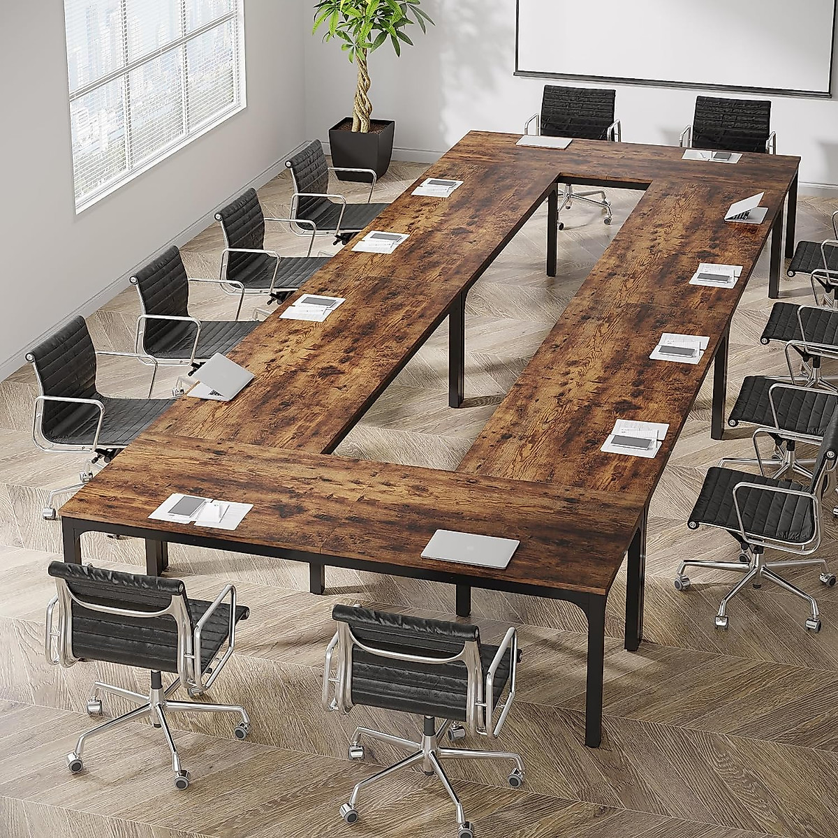 Tribesigns 78.74-Inch Conference Table Set of 4, 13FT Conference Room Table, Large Rectangle Meeting Seminar Table Set for 12-16 Person, Long Business Tables (Only Table)